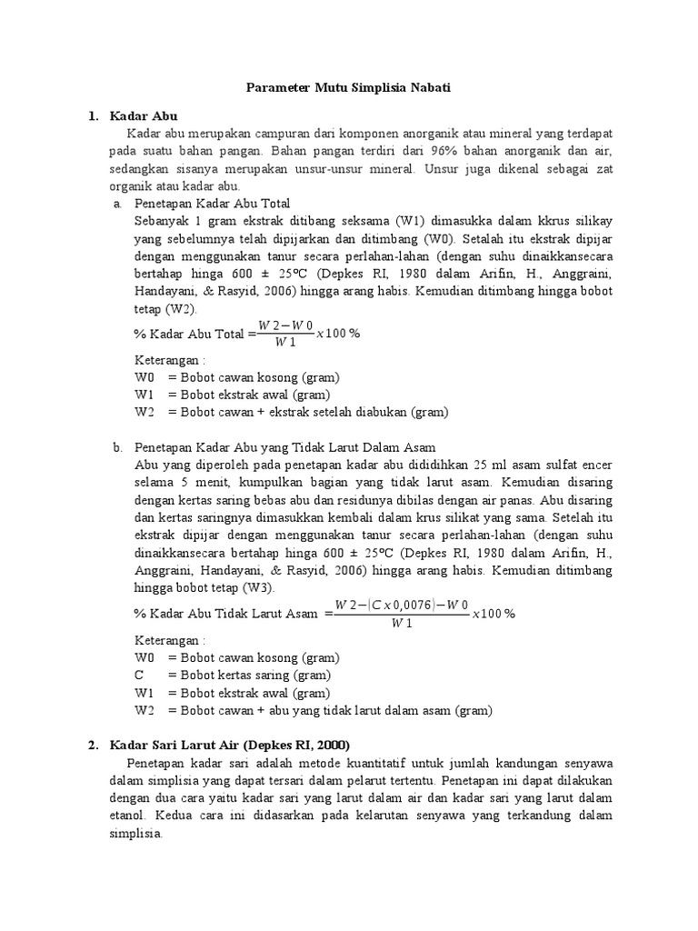 Analisis Mutu Simplisia Nabati | PDF