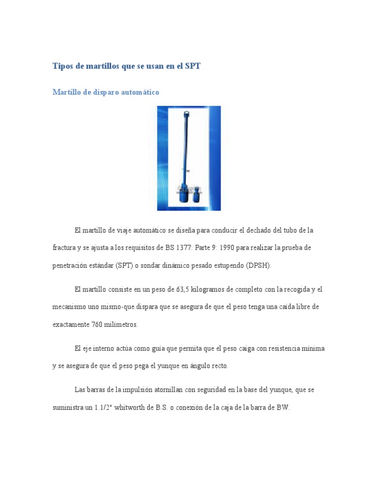 Tipos de Martillo SPT | PDF | Acero | Naturaleza