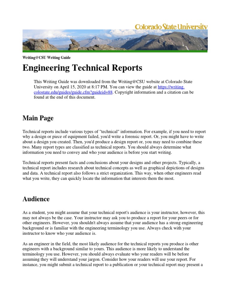 Engineering Technical Reports: Main Page | PDF | Career & Growth ...