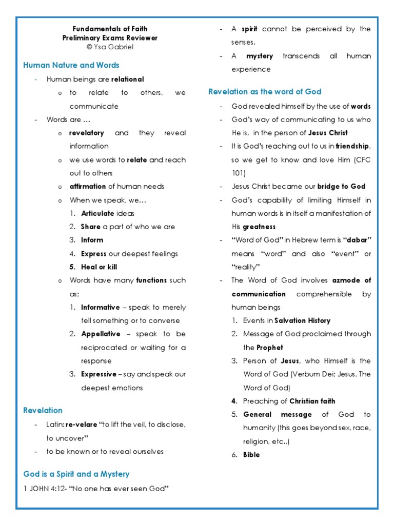 Fundamentals of Faith | PDF | Revelation | Faith