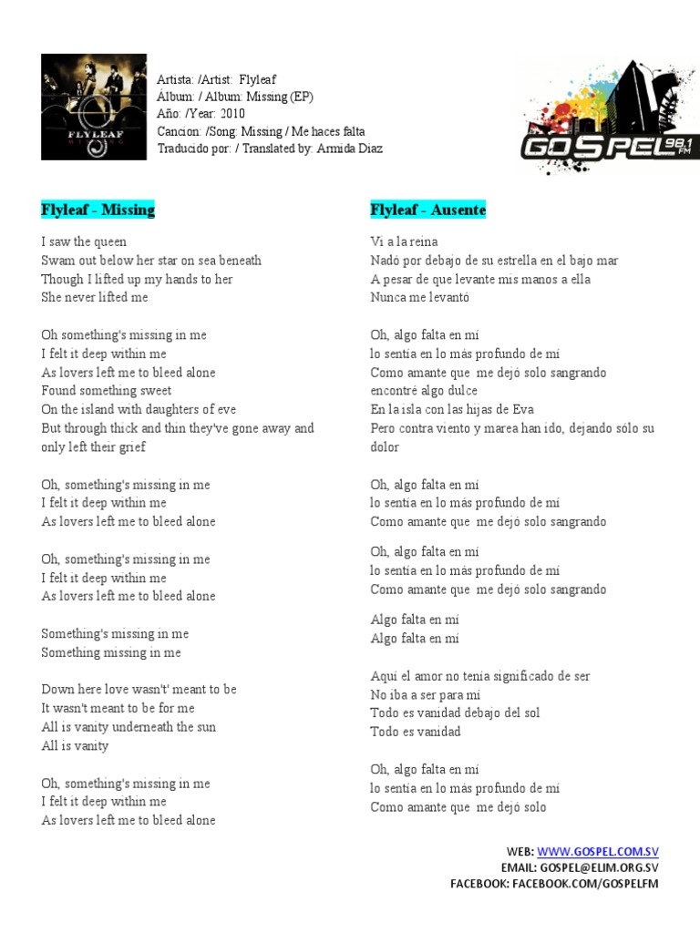 Flyleaf - 2010 - Missing (EP) - Missing | PDF | Música grabada | Industria de la música