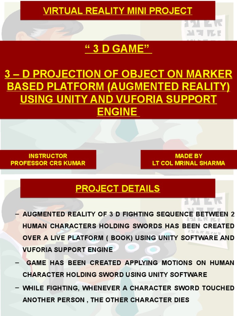 " 3 D Game" 3 - D Projection of Object On Marker Based Platform (Augmented Reality) Using Unity ...