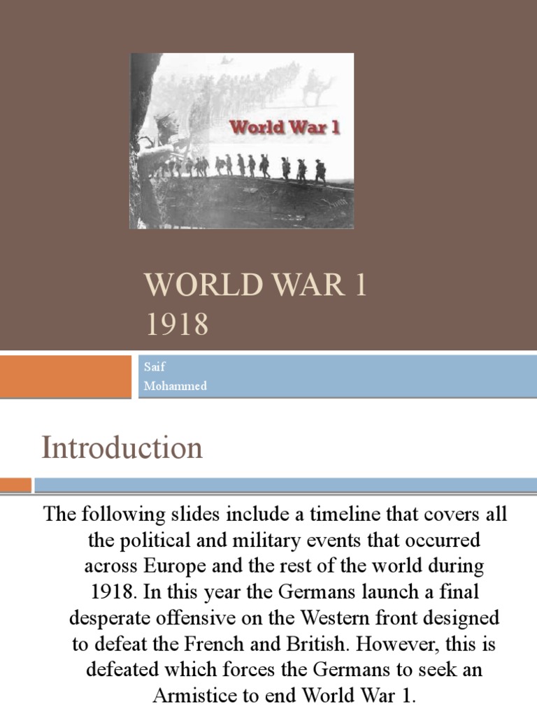 1918 Timeline of World War 1 Events | PDF | World War I | Western Front ...