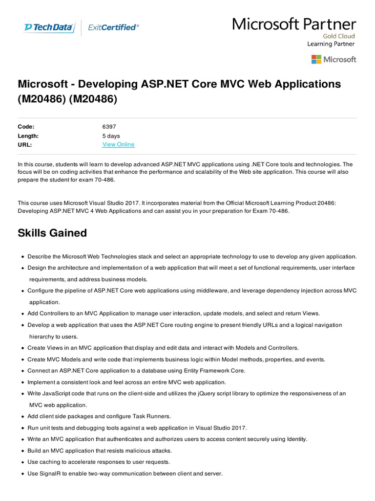 Developing Asp Net Core MVC Web Applications m20486 m20486 PDF | PDF | Web Application | Model ...