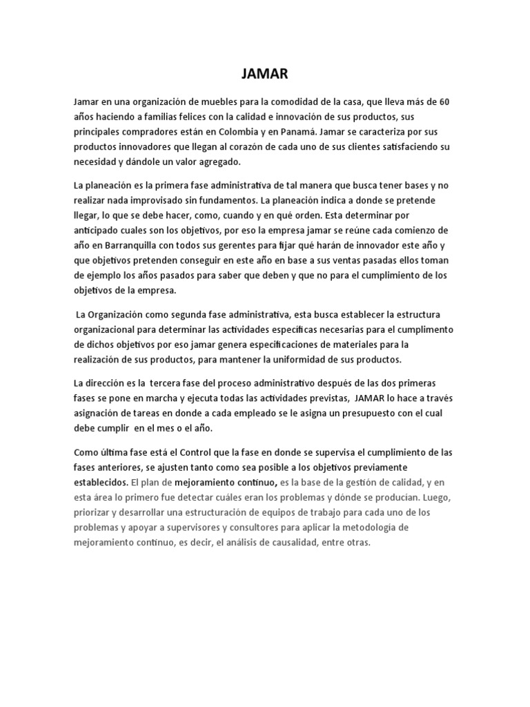 JAMAR | PDF | Planificación | Calidad (comercial)