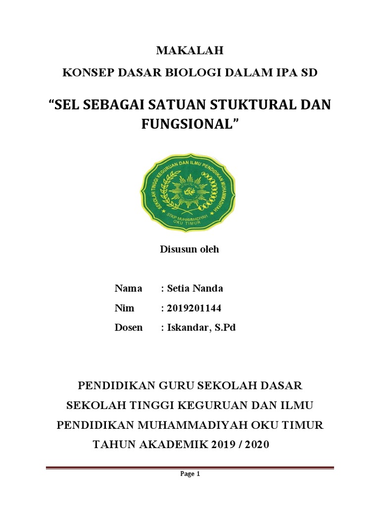 Makalah Konsep Dasar Biologi Tentang Sel | PDF