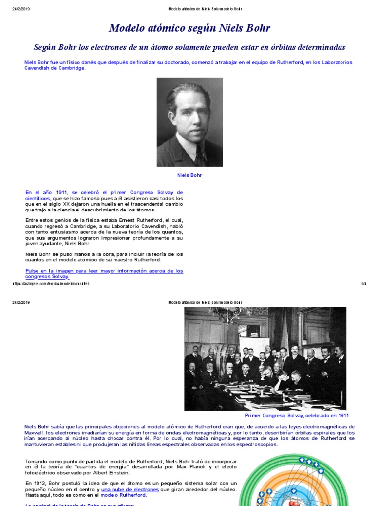 Modelo Atómico de Niels Bohr Modelo Bohr | PDF | Niels Bohr | Electrón