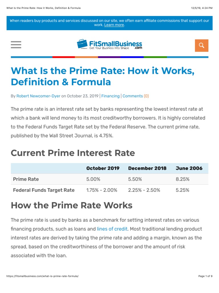 What Is The Prime Rate: How It Works | PDF | Credit | Finance & Money ...