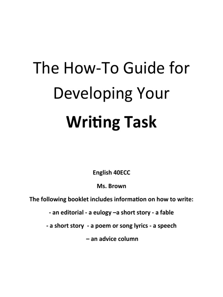 The How-To Guide For Developing Your: Writing Task | PDF | Poetry ...