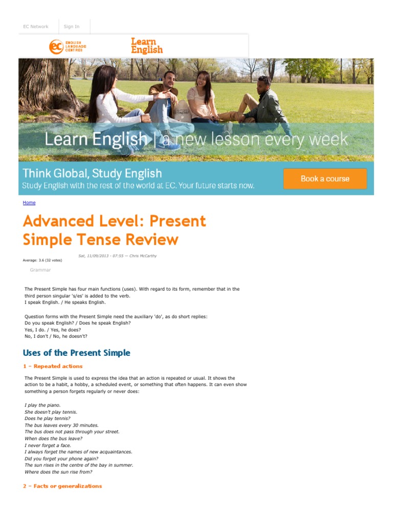 Advanced Present Simple Overview | PDF | English Language | Verb