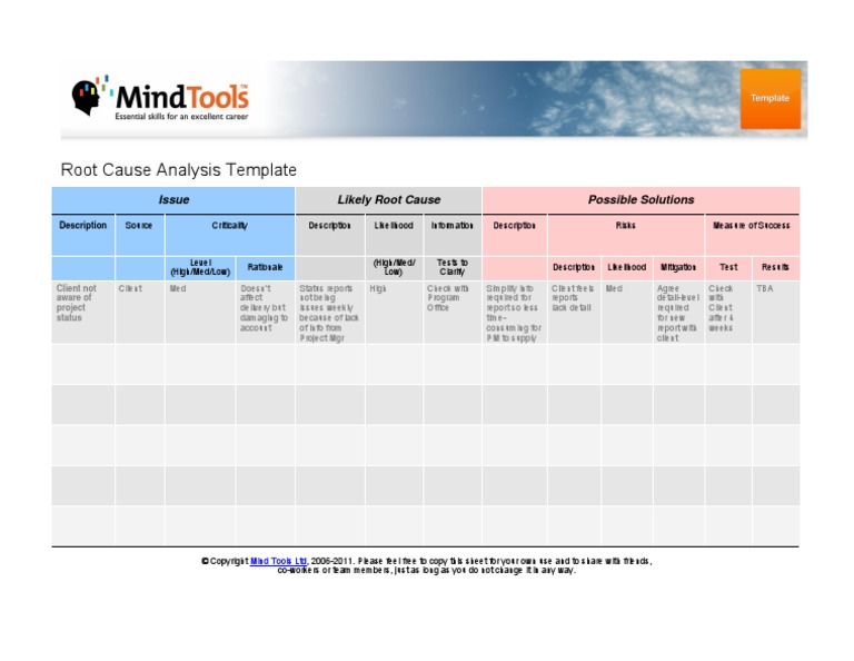 MindToolsRCAtemplate PDF | PDF