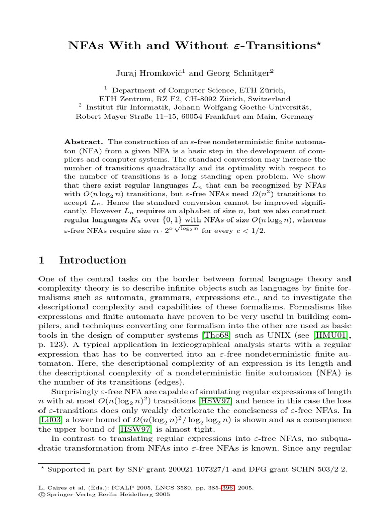 NFA Transition Complexity Analysis | PDF | Theory Of Computation ...