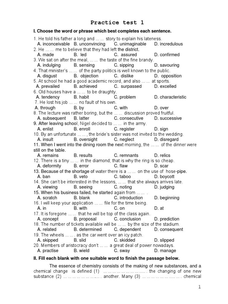Sentence Completion Practice Test | PDF | Rms Titanic | Pen