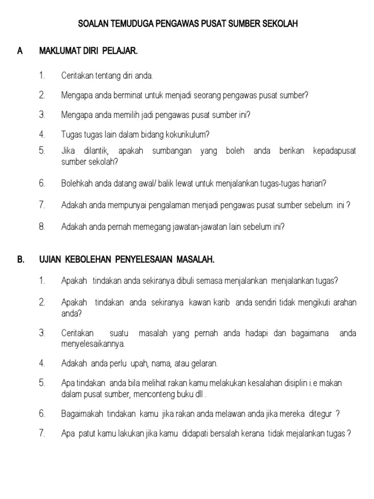 Soalan Temuduga Pss | PDF | Karier & Perkembangan | Pengembangan Diri