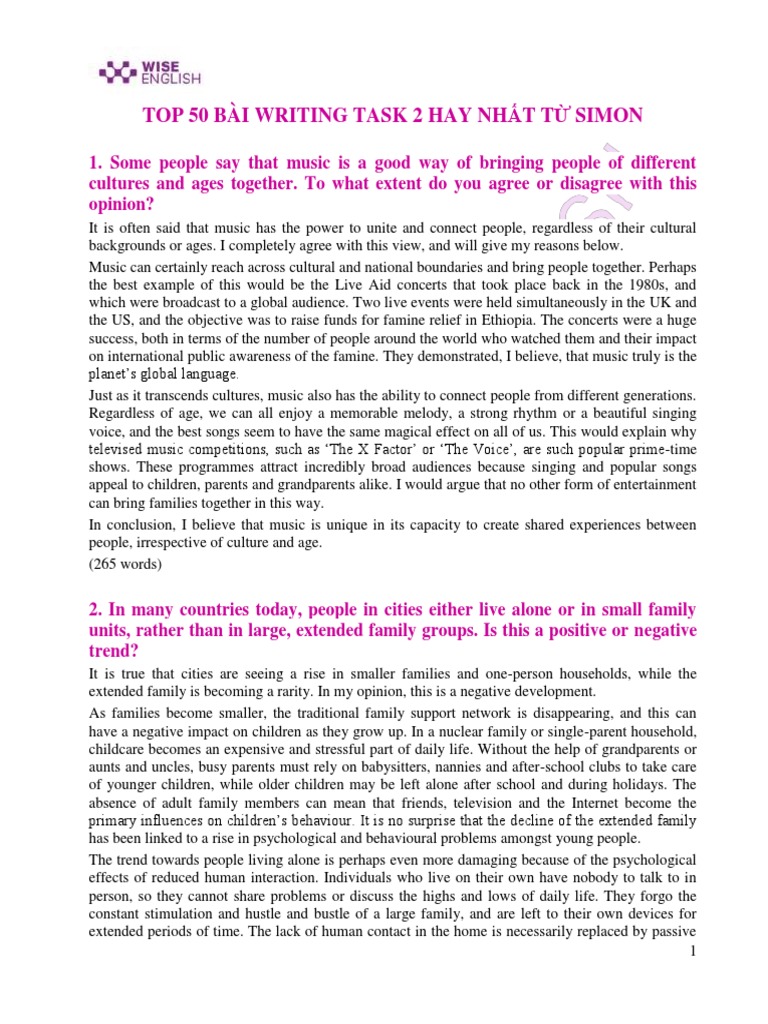 Top 50 Bài Writing Task 2 T Simon | PDF | Closed Circuit Television ...