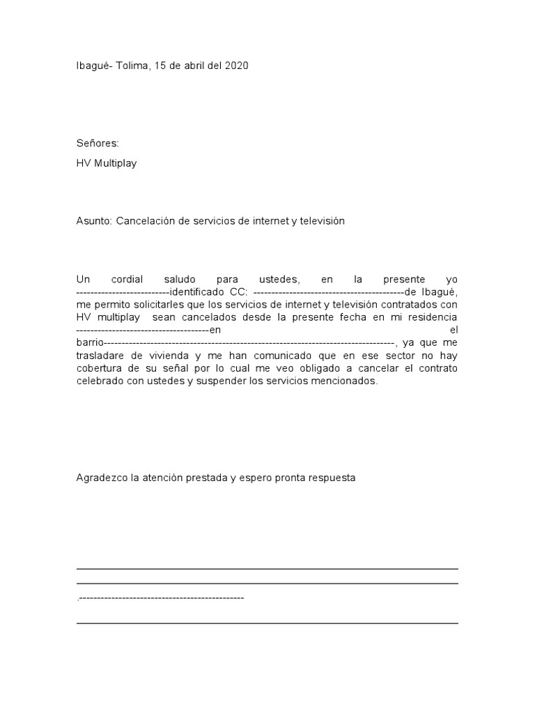 Cancelación de Servicios HV Multiplay | PDF | Finanzas y dinero