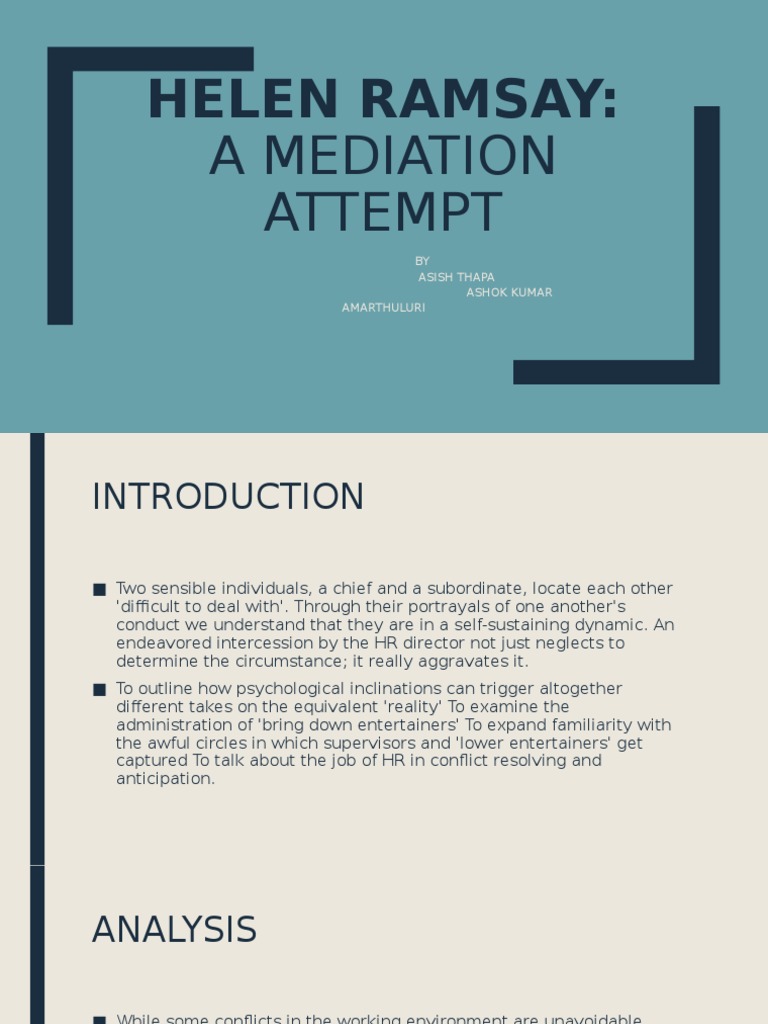 Helen Ramsay:: A Mediation Attempt | PDF | Applied Psychology | Action ...