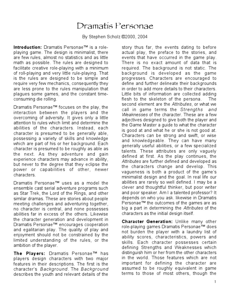 Dramatis Personae | PDF | Dice | Role Playing Games