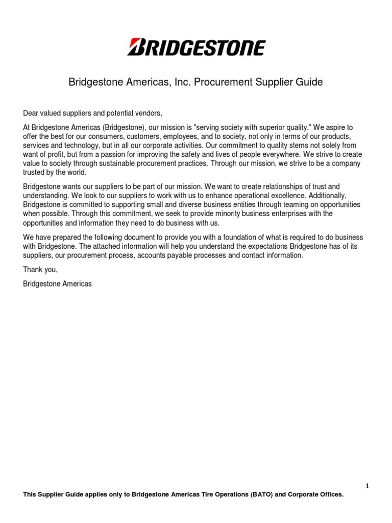 Bridgestone Supplier Guide: BATO & Corporate | PDF | Invoice | Accounts ...