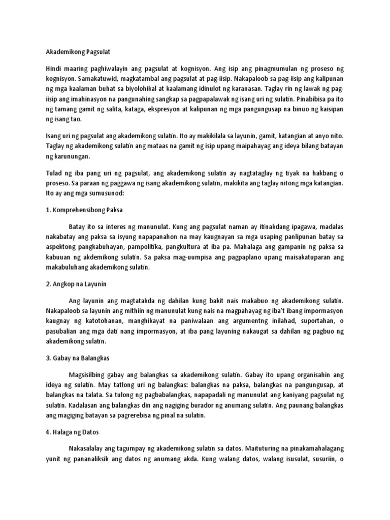 Akademikong Pagsulat | PDF