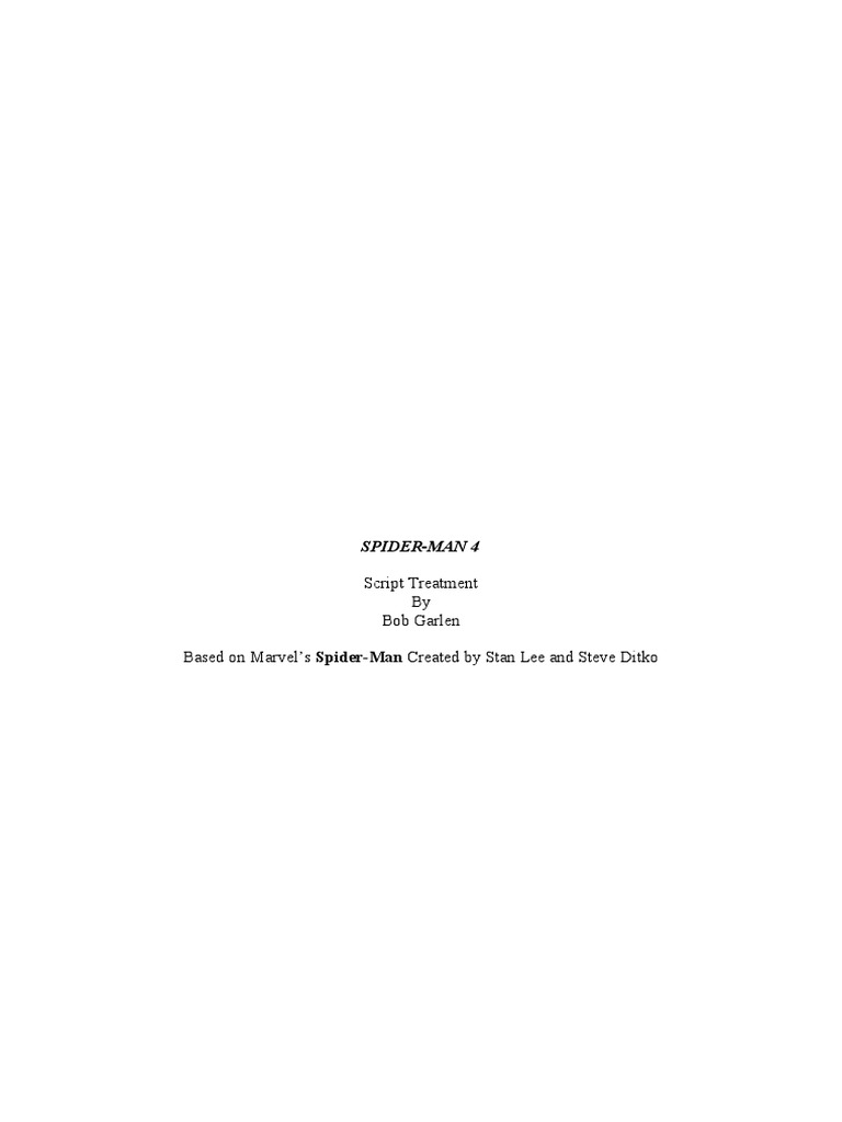 Spider-Man 4 Script Treatment | PDF | Spider Man