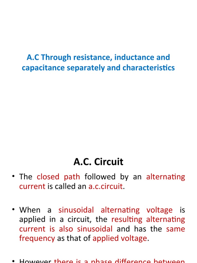 A.C Through Resistance, Inductance and Capacitance | Download Free PDF ...