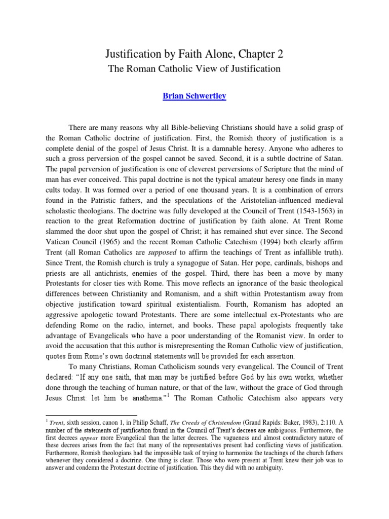 Justification by Faith Alone, Chapter 2: The Roman Catholic View of ...