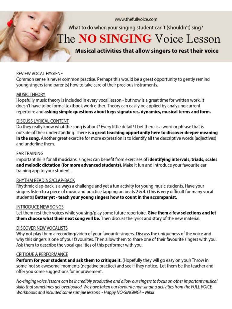NO SINGING Voice Lesson 1 PDF | PDF | Singing | Music Theory