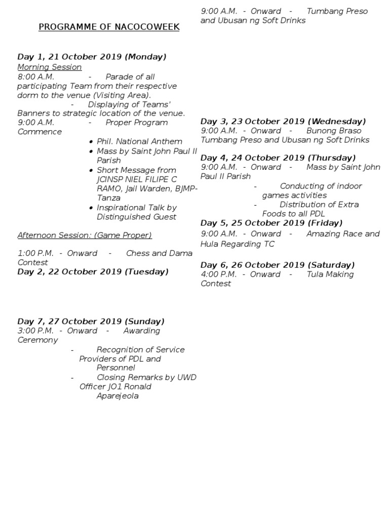 Program of Nacocow 2019 | PDF