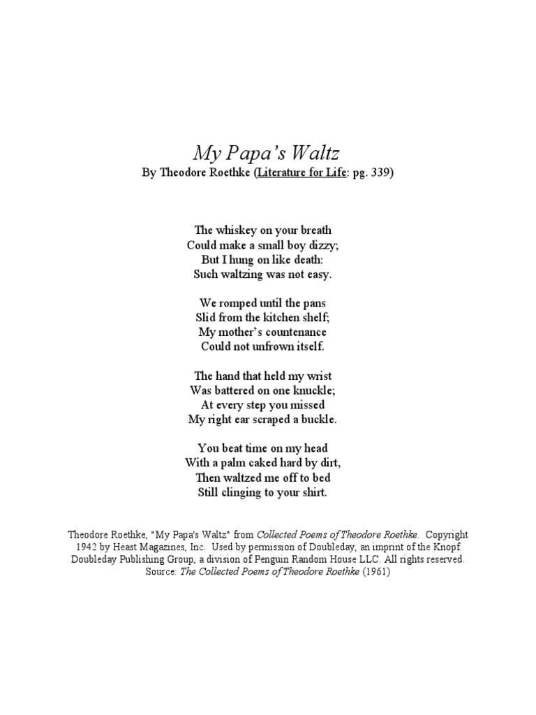 My Papa's Waltz, The Gift, and My Old Man Poems | PDF