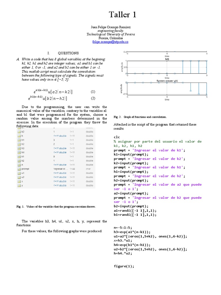 Convolution of Signals Using MATLAB: Graphing Functions and Their ...