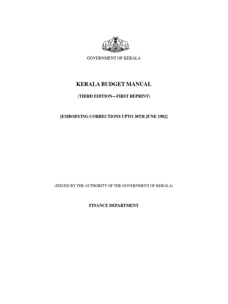 Kerala Budget Manual PDF | PDF | Expense | Budget
