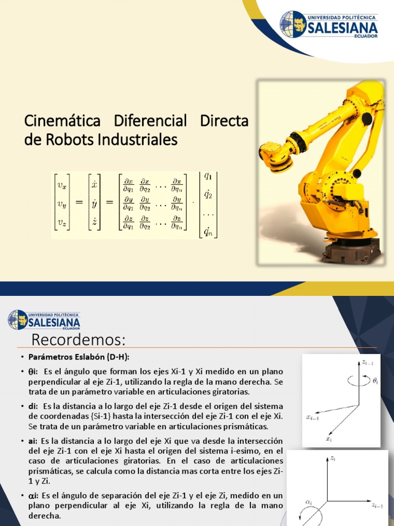 Cinematica Diferencial Directa de Robots PDF | PDF | Rotación | Cinemática