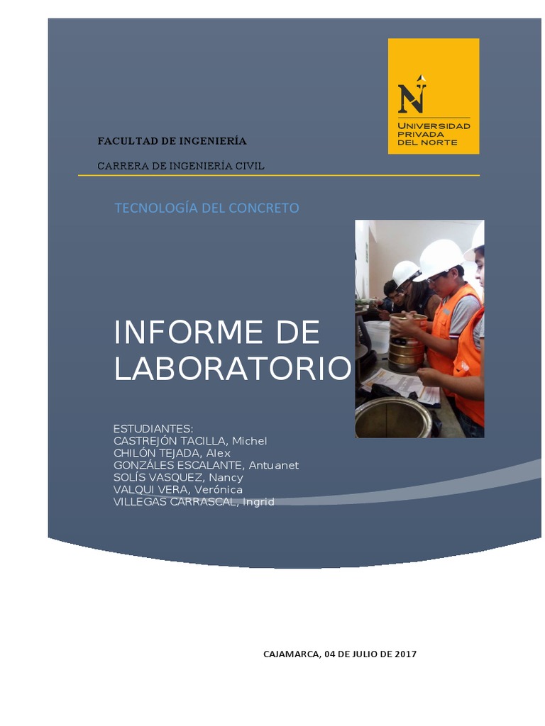 INFORME DE LABORATORIO Tecnologia de Concreto | PDF | Hormigón | Cemento