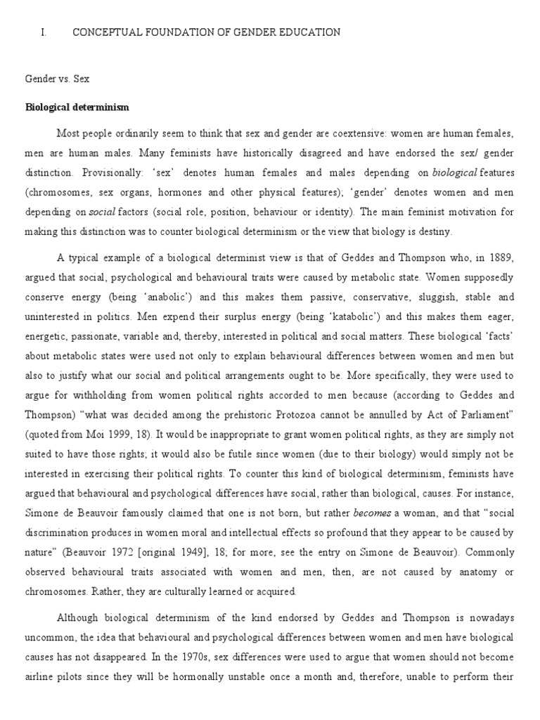 Conceptual Foundation of Gender Education | PDF | Gender Role | Gender