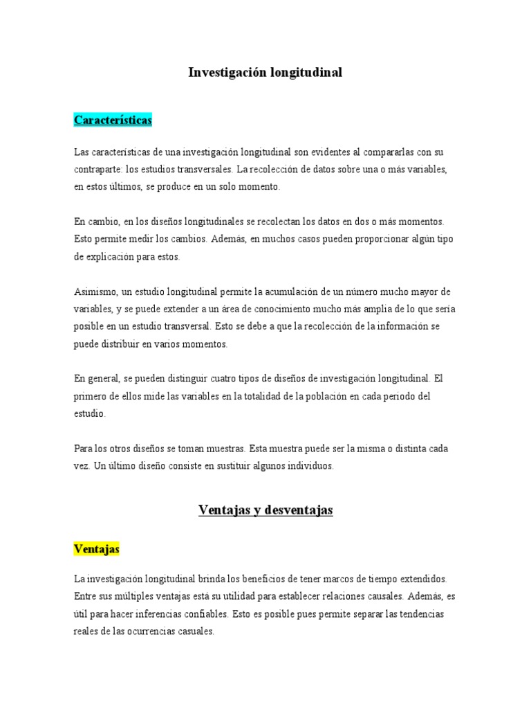 Investigación longitudinal: Características | Evolución | Medición