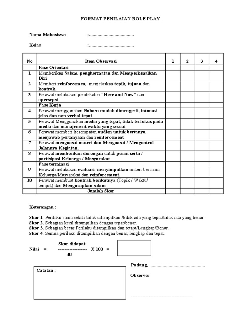 Format Penilaian Role Play | PDF