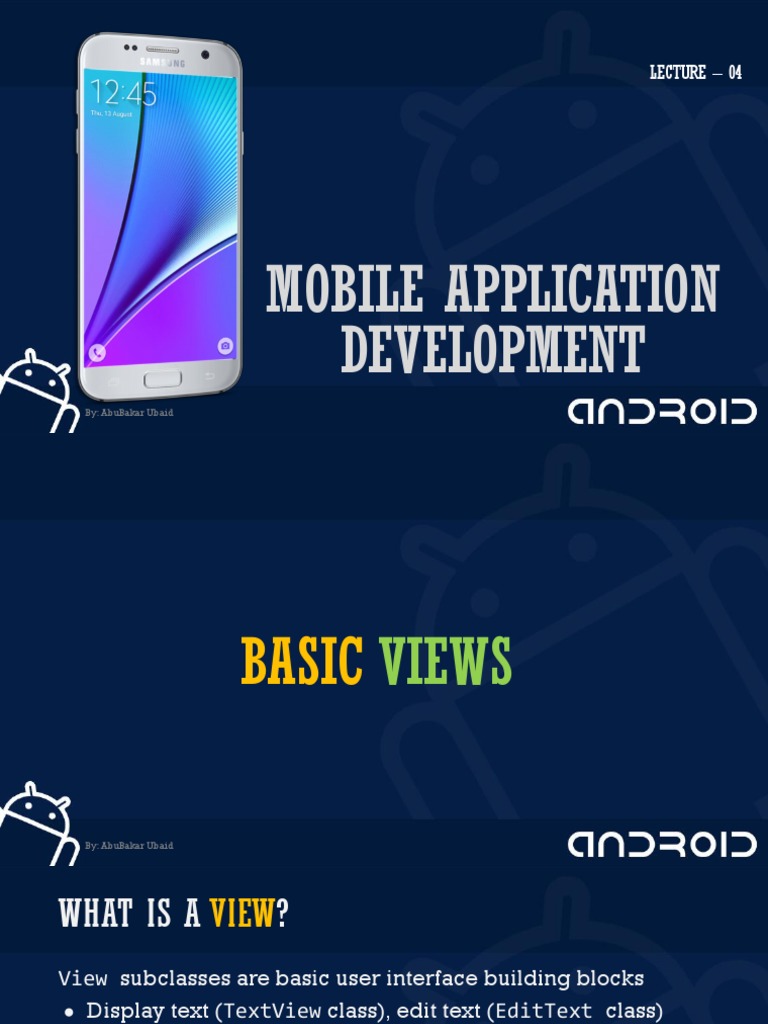 Android Lecture 4 Basic Views Pdf Class Computer Programming Xml