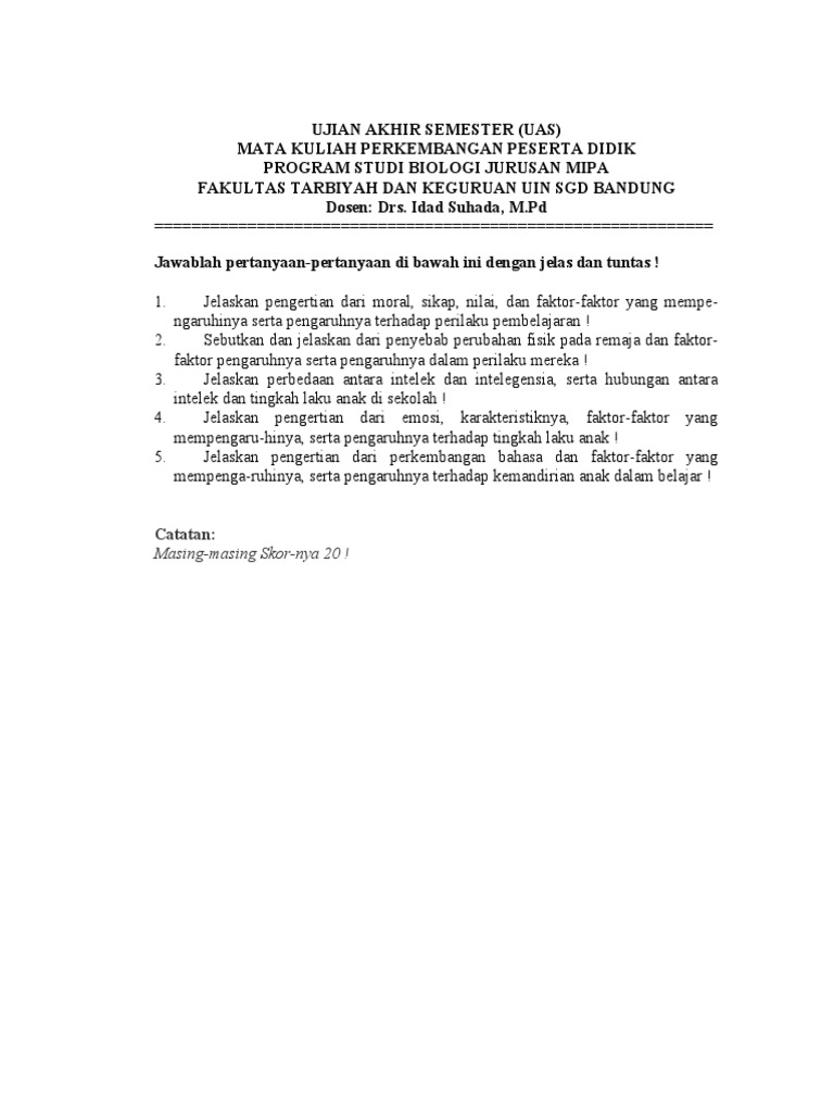 Soal Uas PPD | PDF