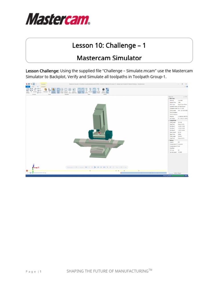 01 - Mastercam 2D Mill - Challenge Assignment - Lesson 10 | PDF