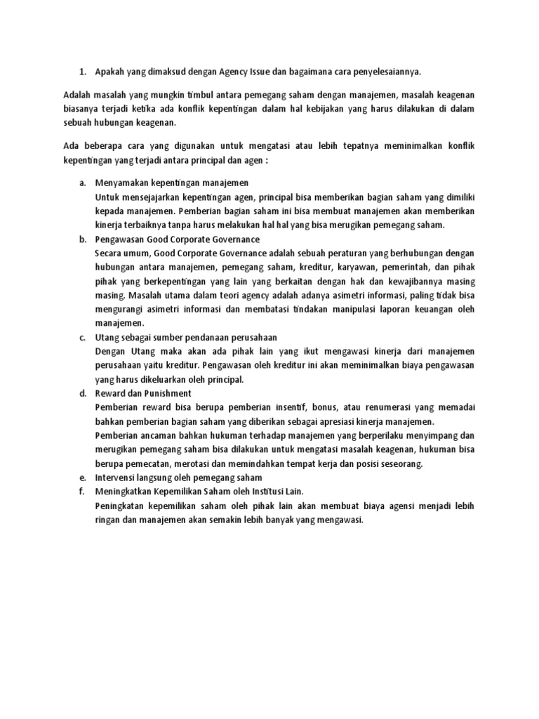 Apakah Yang Dimaksud Dengan Agency Issue Dan Bagaimana Cara ...