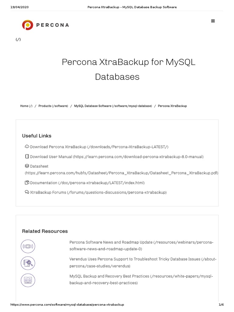 Percona XtraBackup - MySQL Database Backup Software | PDF | My Sql | Backup
