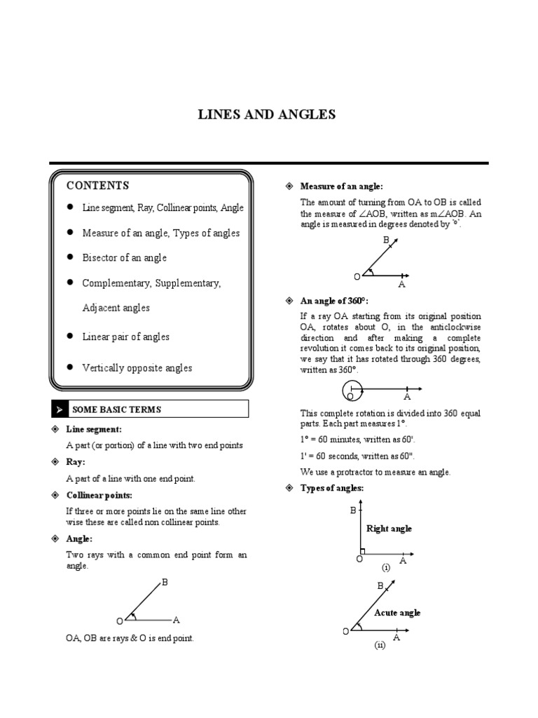 Understanding Angles, Lines and Their Relationships: A Comprehensive ...