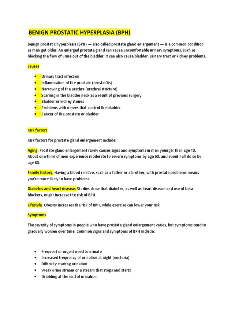 Benign Prostatic Hyperplasia (BPH) | PDF | Prostate | Urinary Bladder