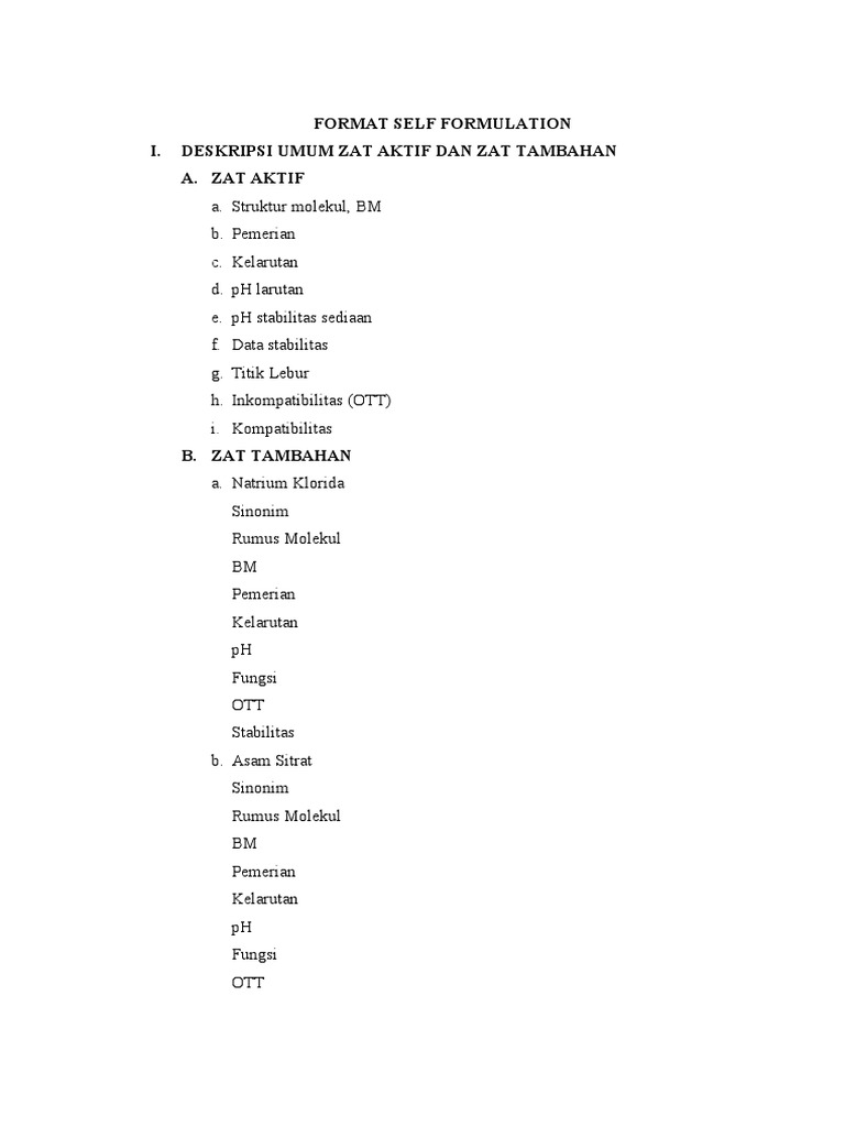 SELF FORMULATION Formula | PDF