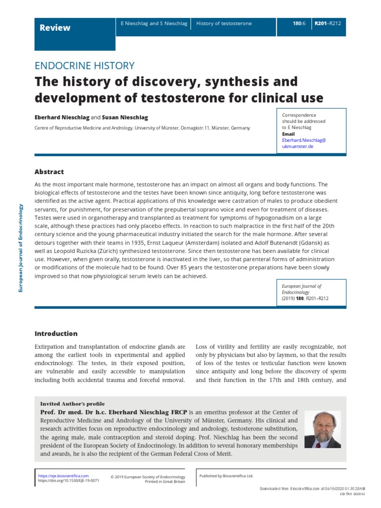 The History of Discovery, Synthesis and Development of Testosterone For ...