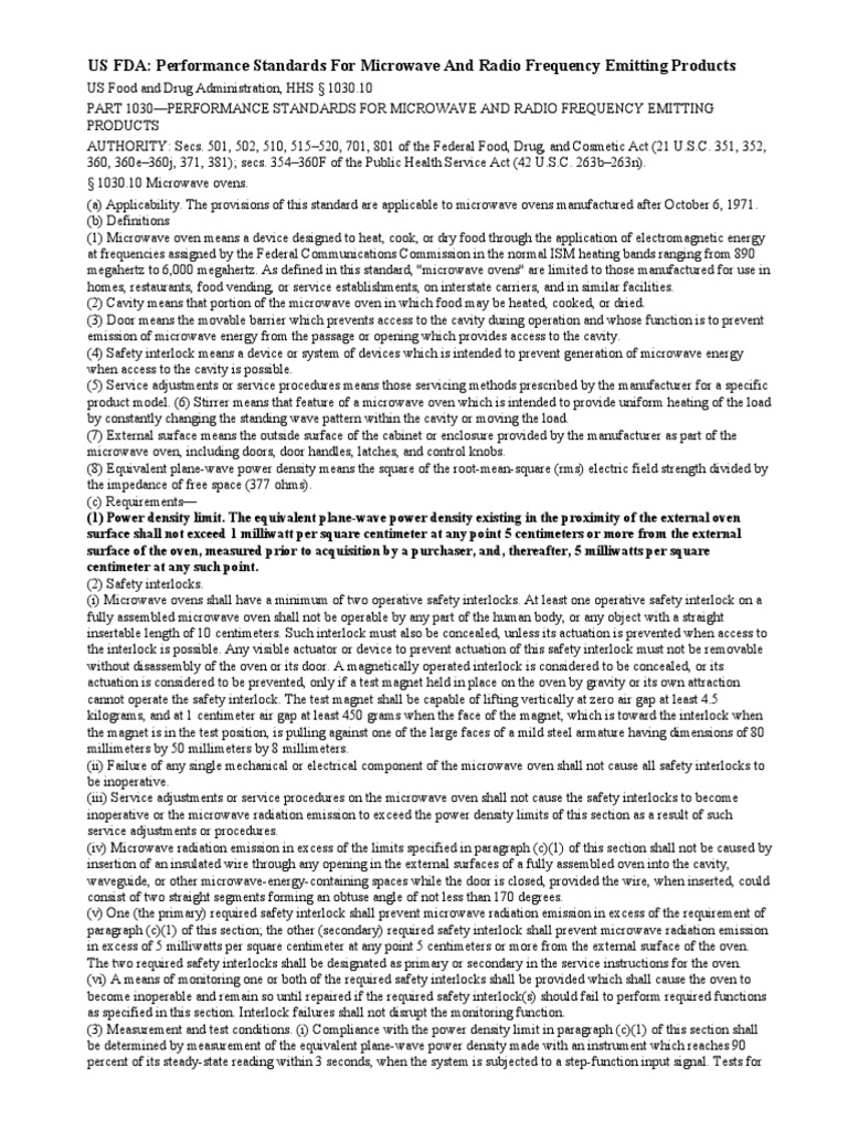 US FDA Microwave Radiation Hazards | PDF | Electromagnetic Radiation ...