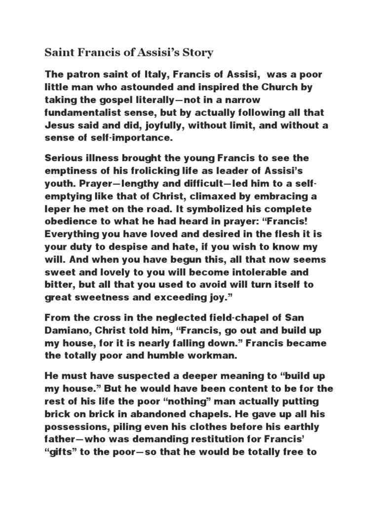 Saint Francis of Assisi's Story | PDF | Francis Of Assisi | Gospels