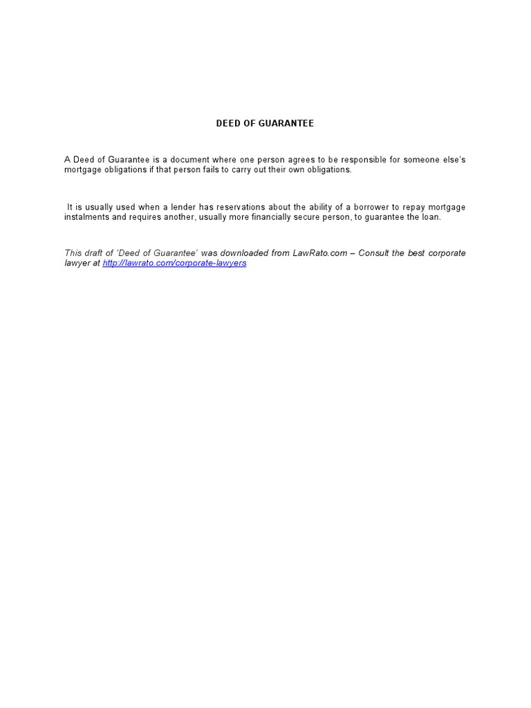 Deed of Guarantee LawRato2 | PDF | Guarantee | Deed
