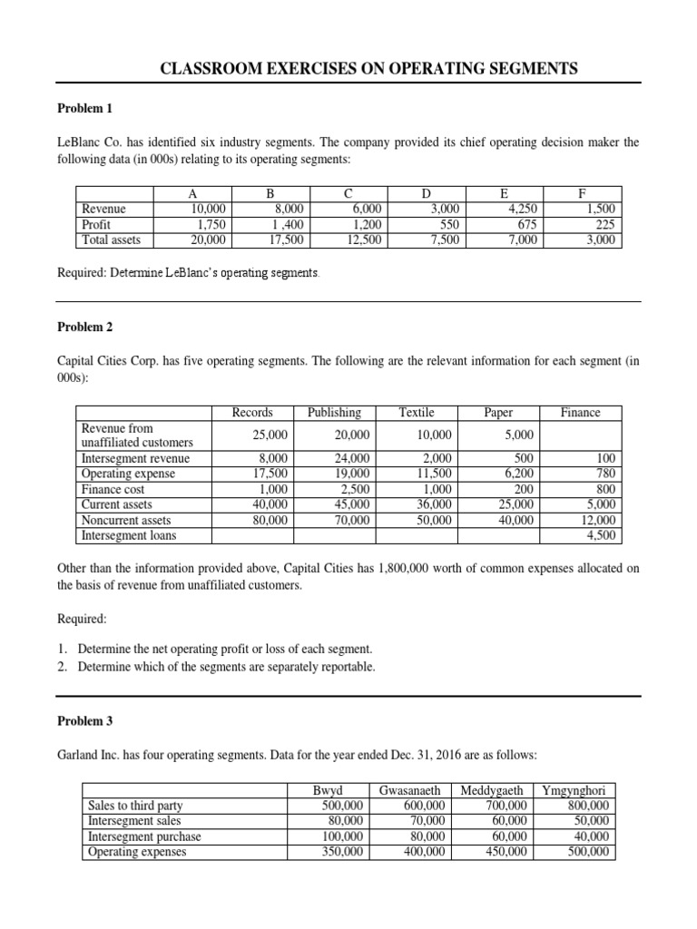 CE On Operating Segments | PDF | Net Income | Revenue